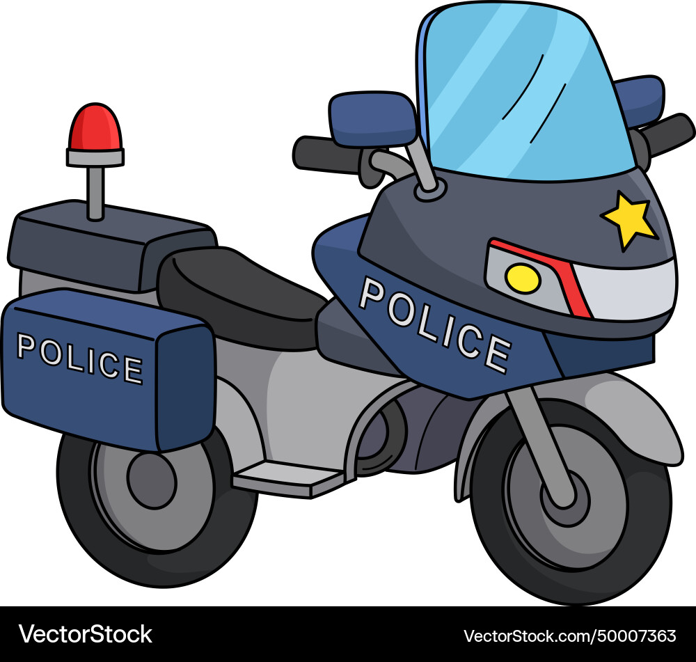 Police motorcycle cartoon colored clipart Vector Image