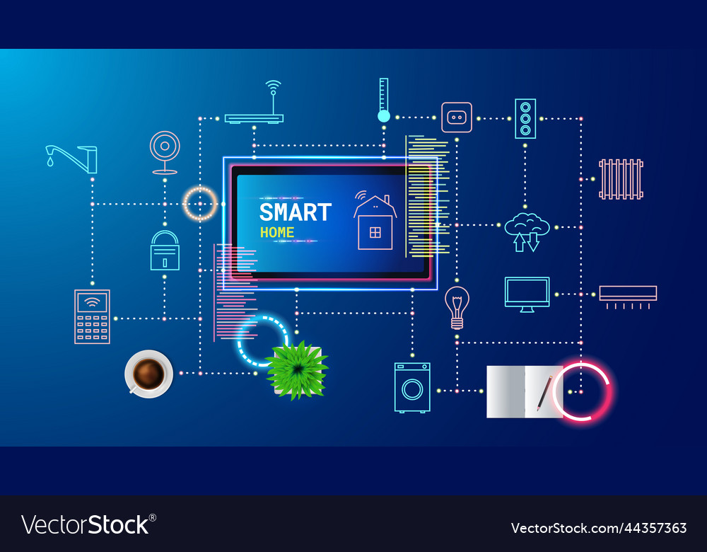 Smart home technology digital tablet iot software Vector Image