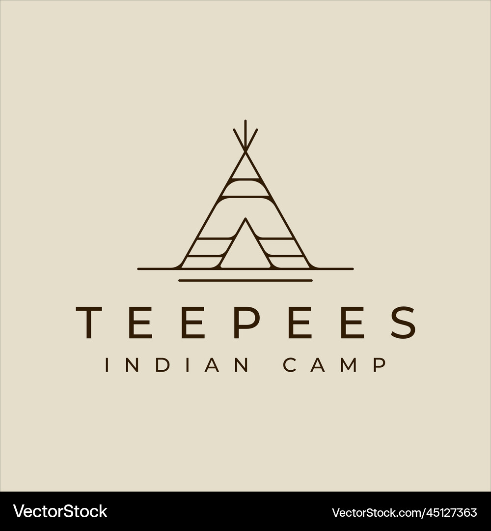Teepees indian line art logo simple minimalist Vector Image