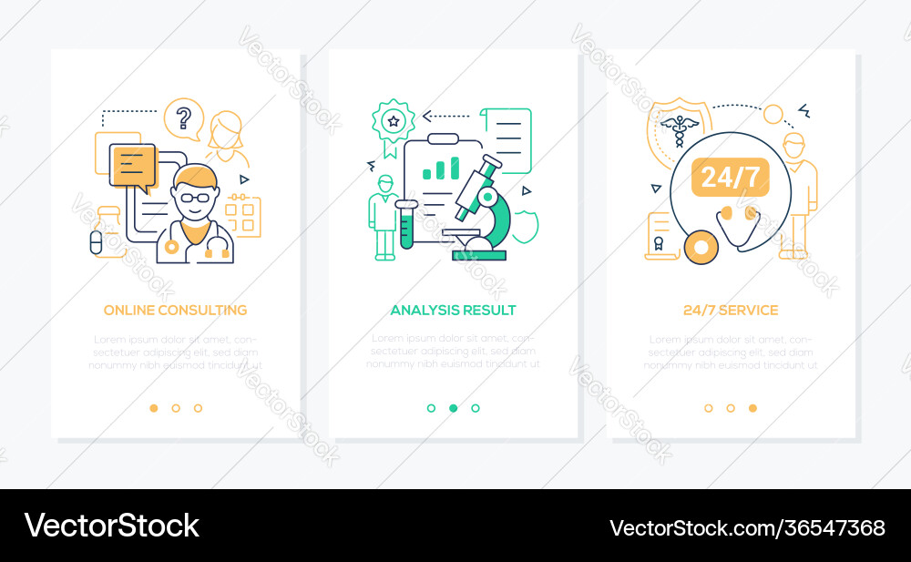 Digital health line design style web banners Vector Image