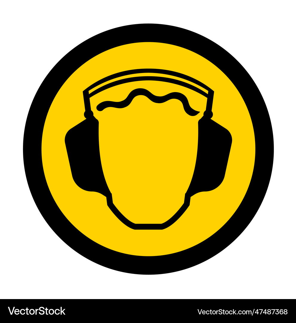 Hearing protection symbol floor sign Royalty Free Vector