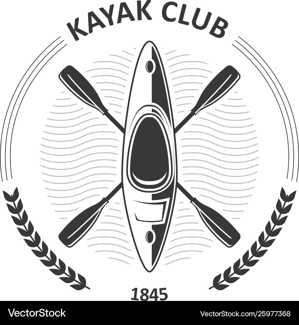 Kayaking club emblems - canoe and two crossed Vector Image
