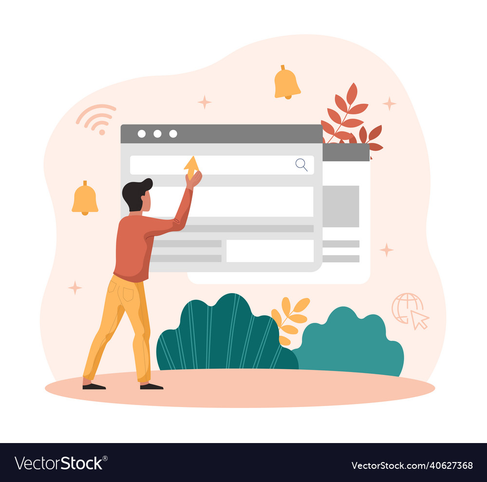 Man adding information Royalty Free Vector Image
