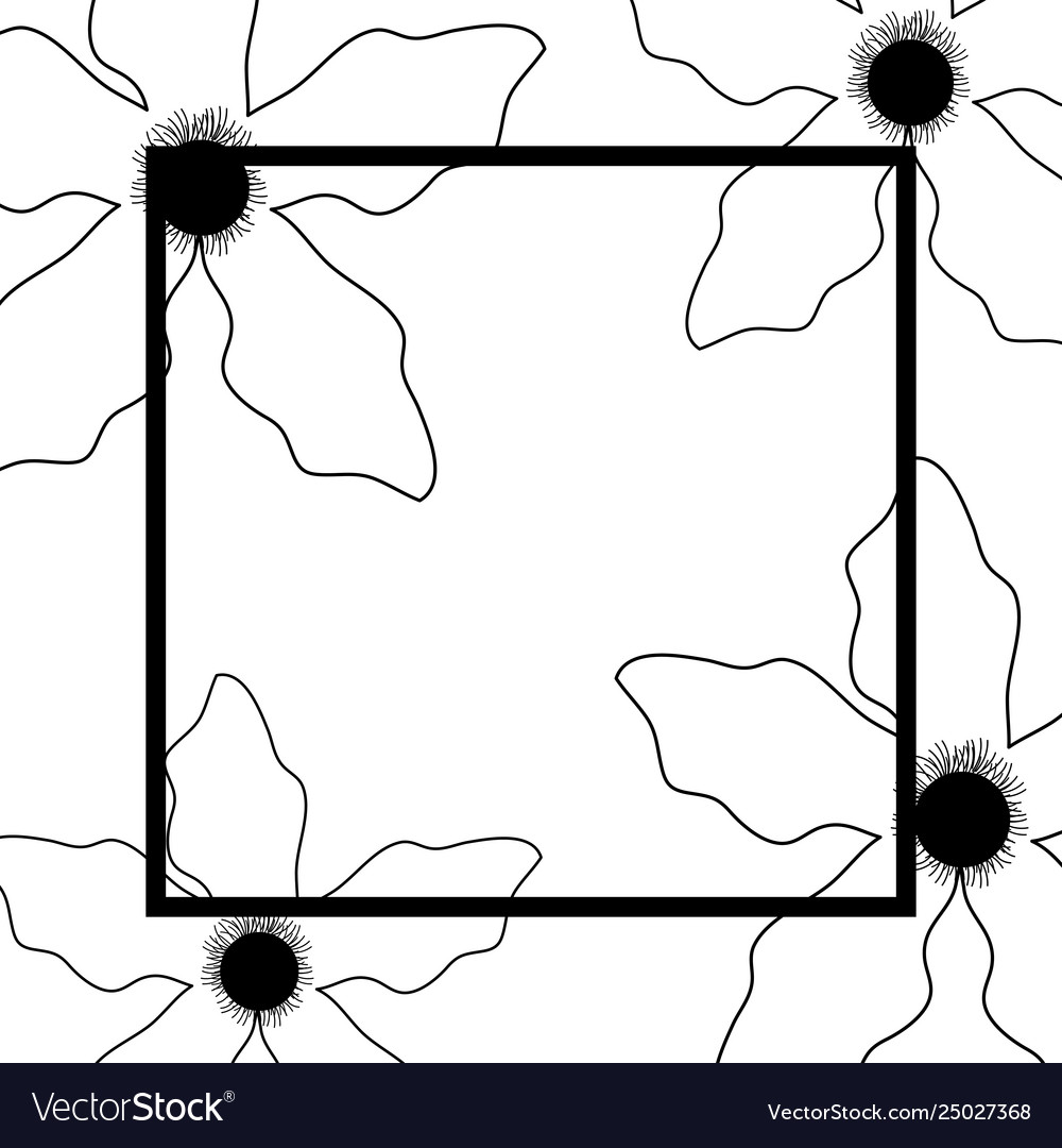 Pattern flowers and square frame Royalty Free Vector Image