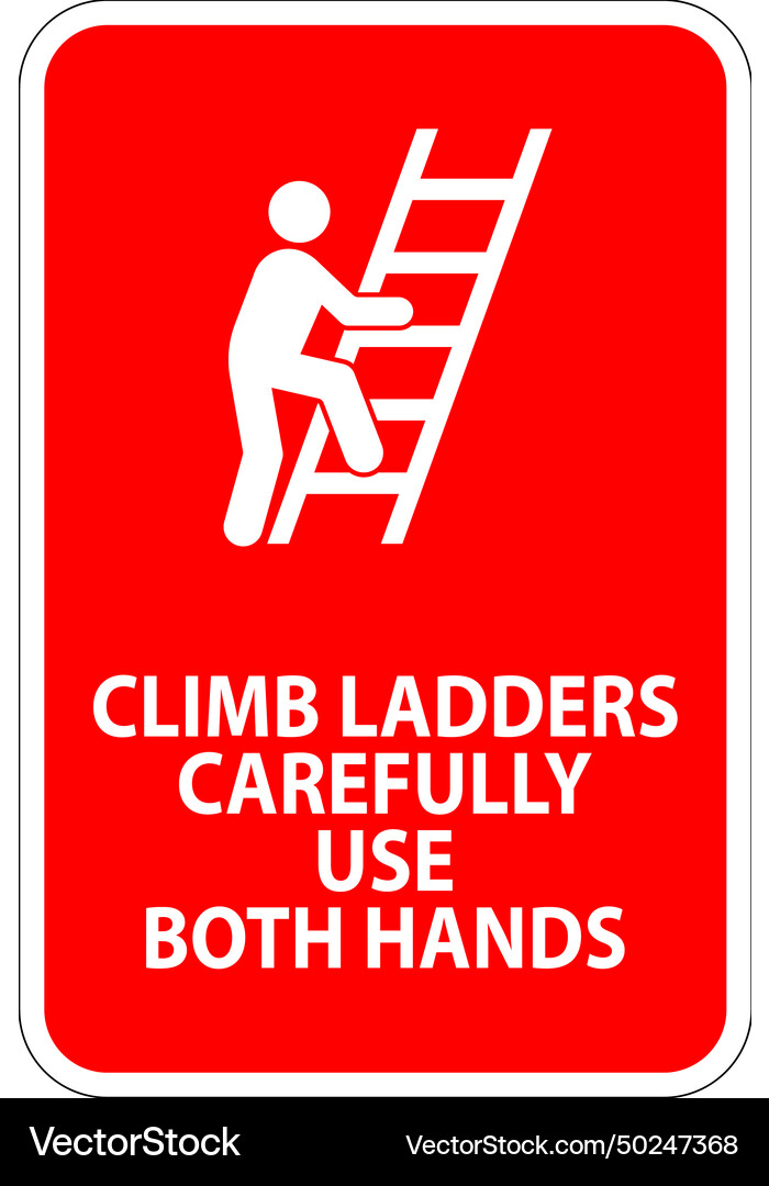 Safety first sign climb ladders carefully use Vector Image