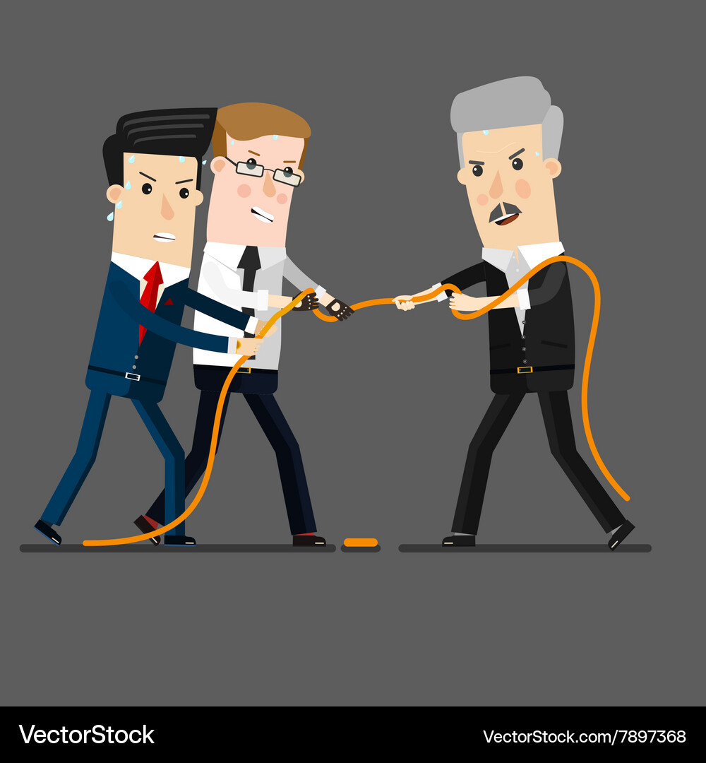 Successful and powerful businessman competing with