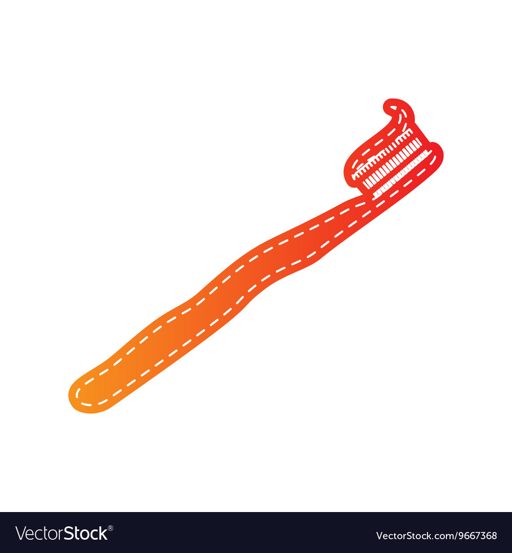 Toothbrush with applied toothpaste portion orange Vector Image
