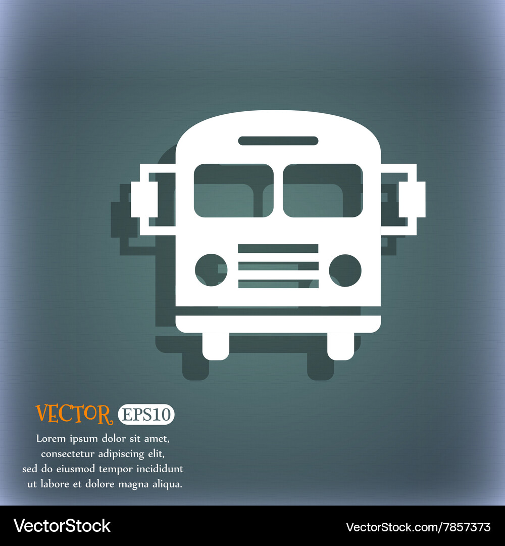 Bus icon on the blue-green abstract background Vector Image