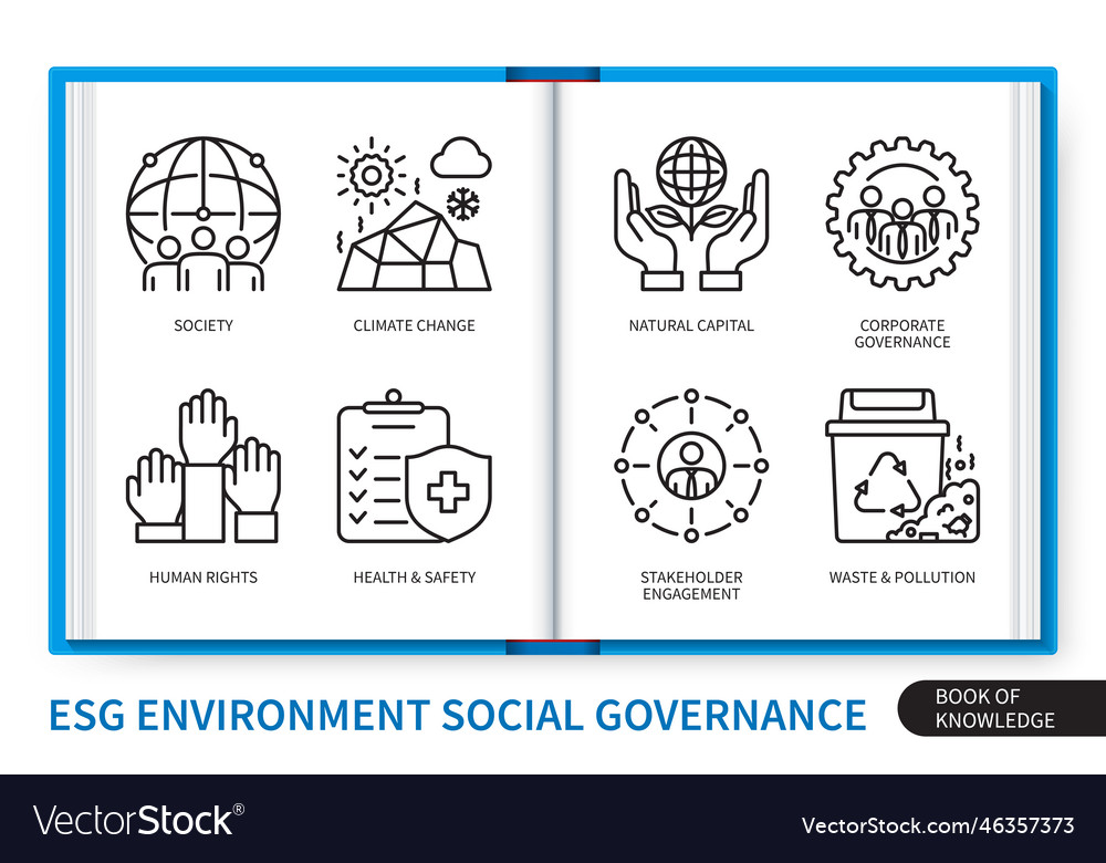 Esg infographics linear elements set Royalty Free Vector