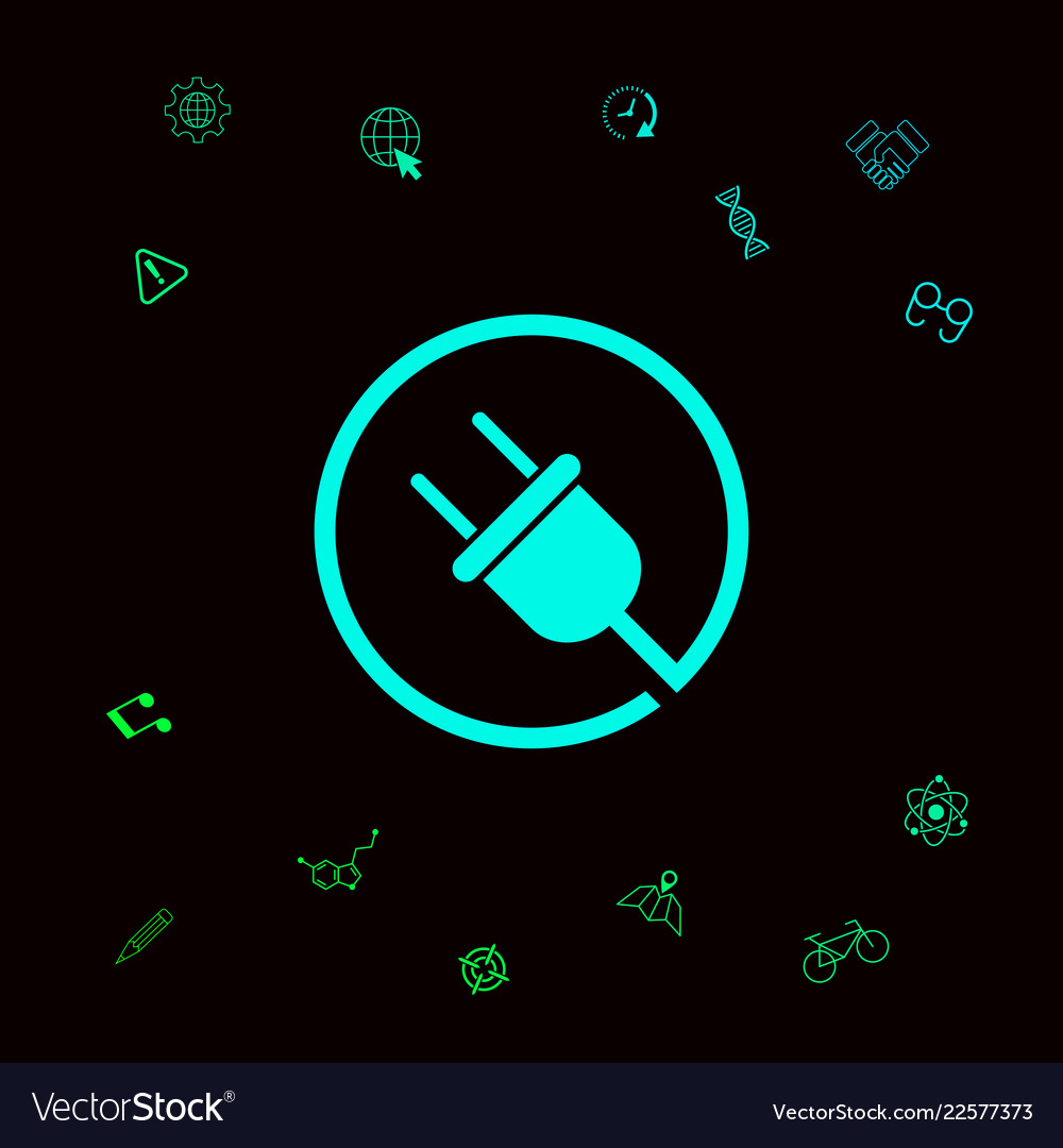 Plug in round icon graphic elements Royalty Free Vector