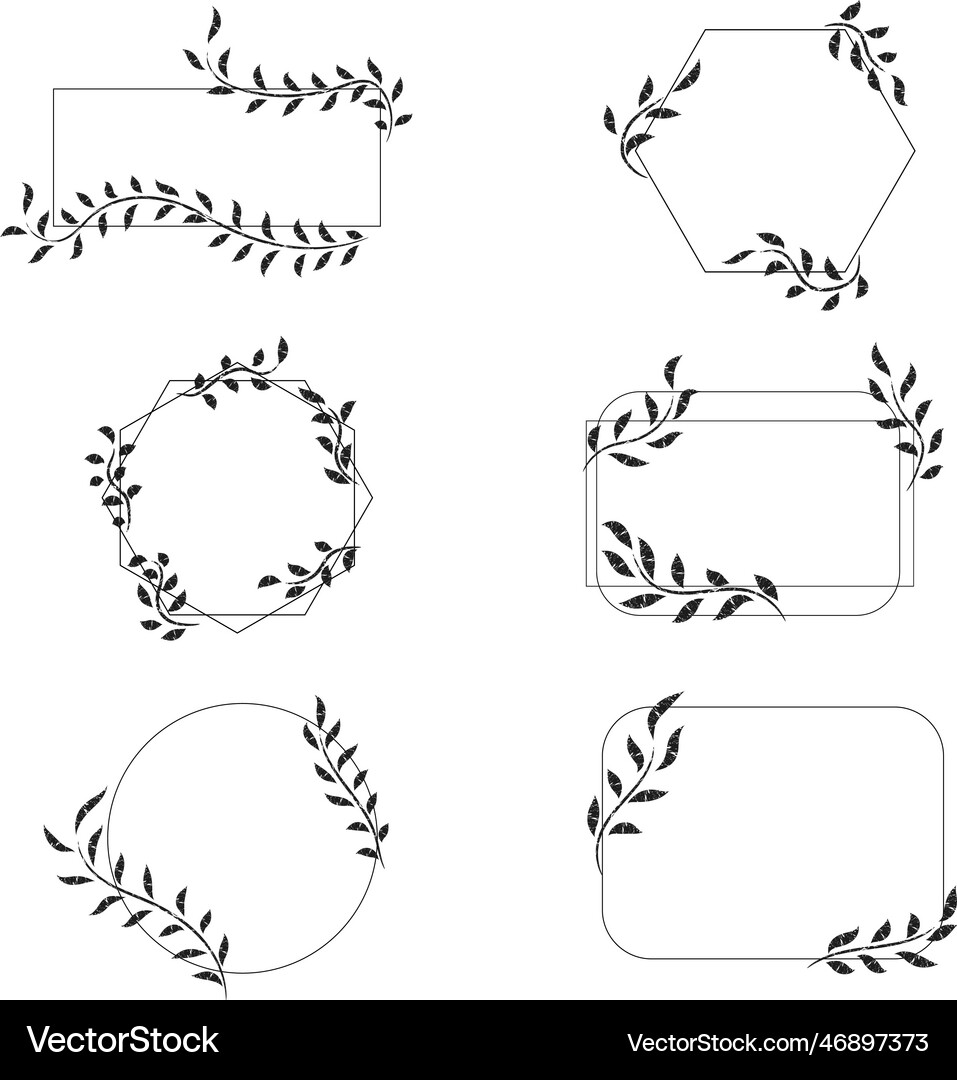 Set of frame with decorative leaves Royalty Free Vector