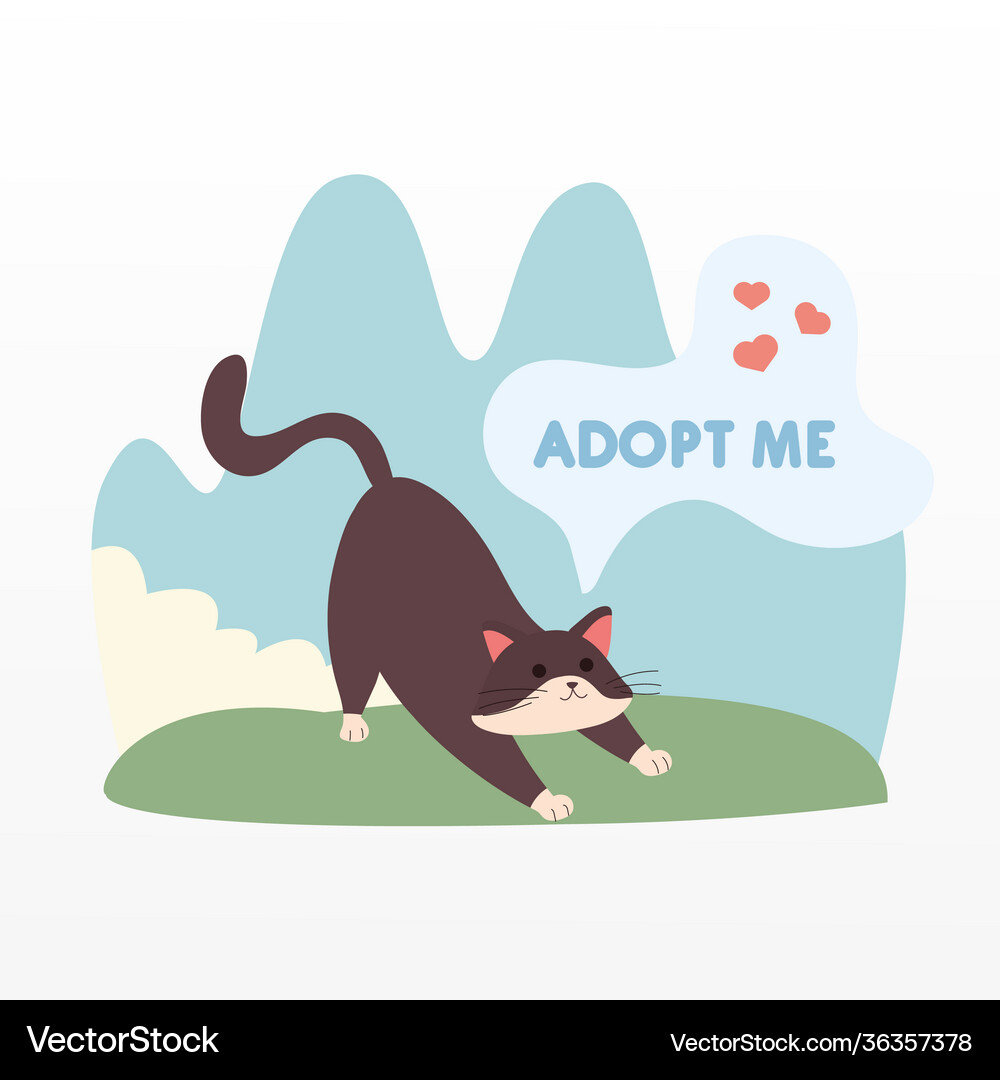 Adopt me lettering with cat and speech bubble Vector Image