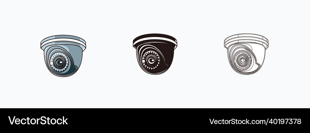 Cctv camera outdoor icons set half ball shape Vector Image