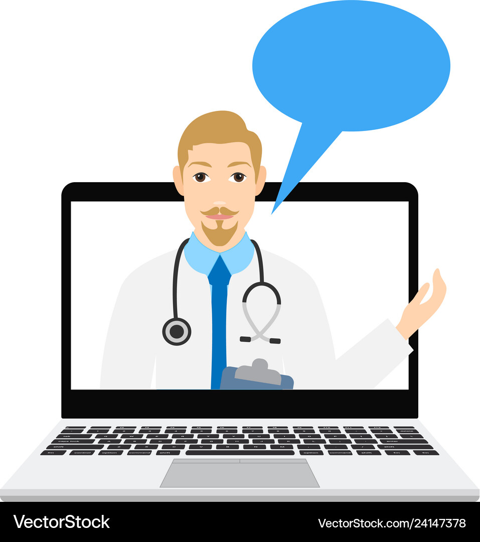 Doctor with stethoscope on the screen concept Vector Image