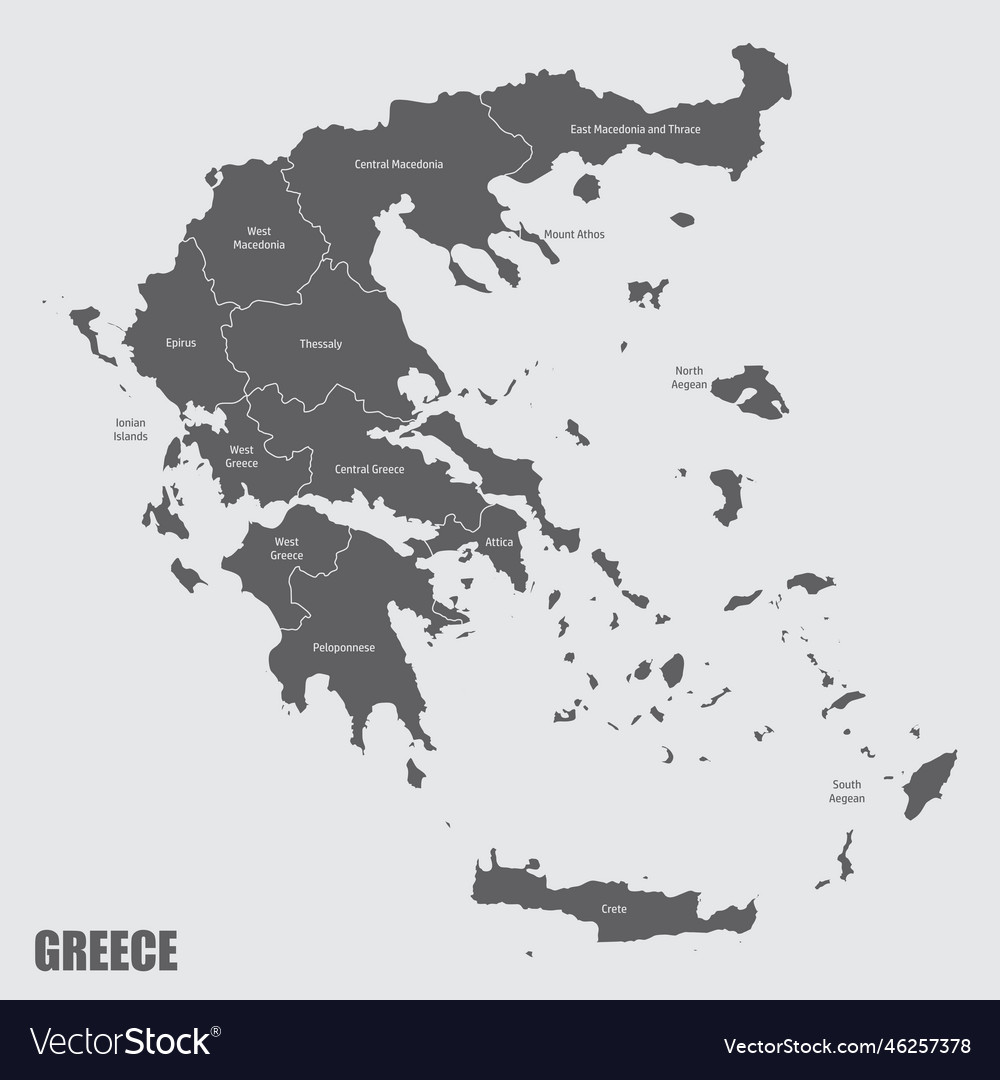 Greece administrative map Royalty Free Vector Image
