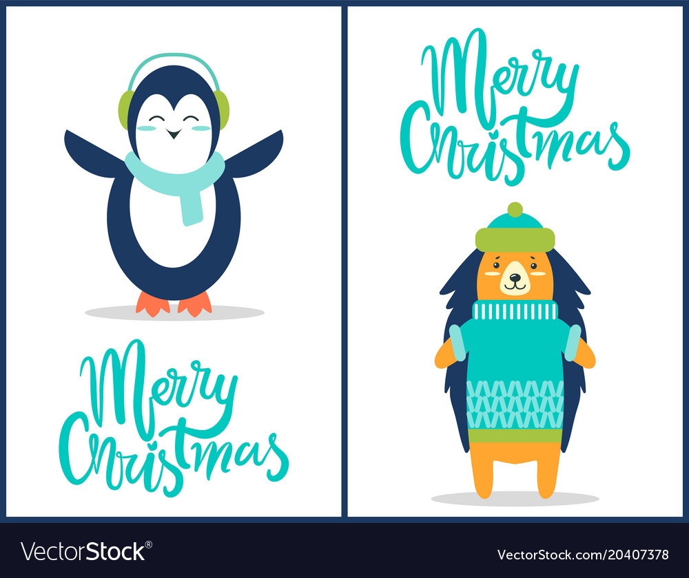 Merry christmas penguin Royalty Free Vector Image