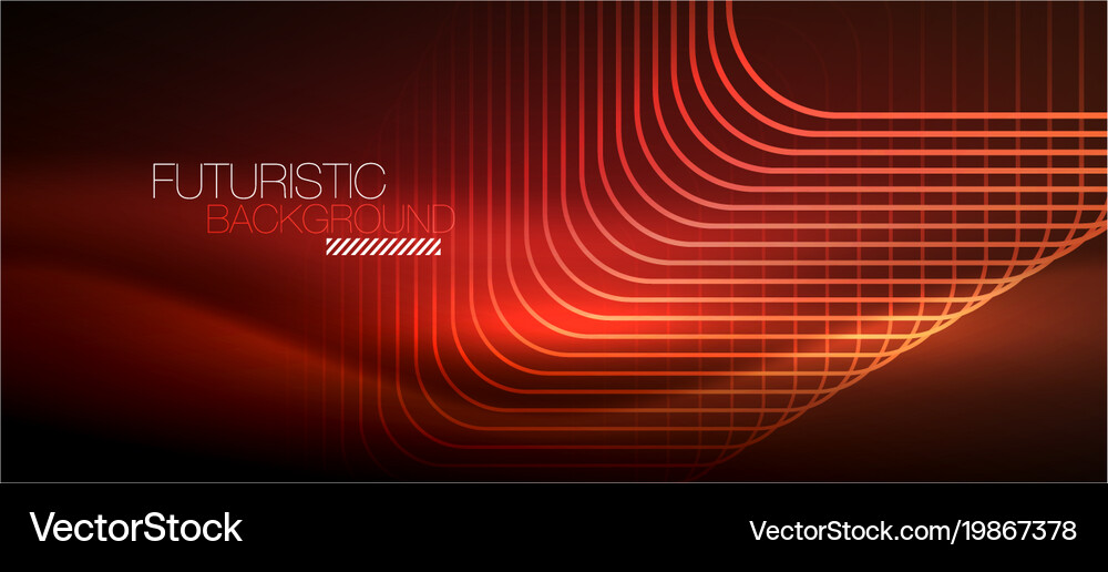 Neon glowing techno lines Royalty Free Vector Image