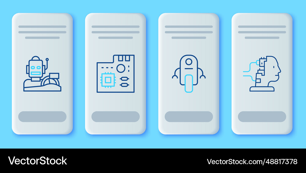 Set line motherboard digital chip robot humanoid Vector Image