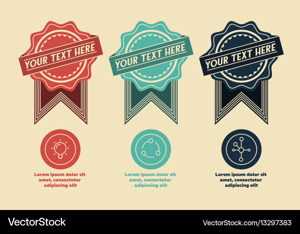 3 retro labels and icons Royalty Free Vector Image