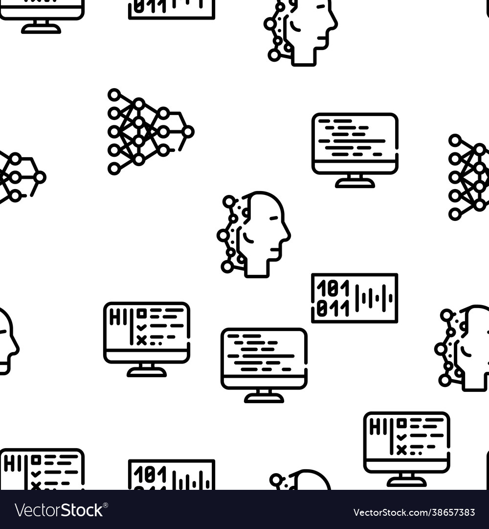 Artificial intelligence system seamless Royalty Free Vector