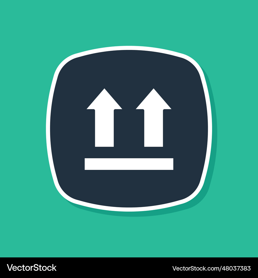 Blue this side up icon isolated on green Vector Image