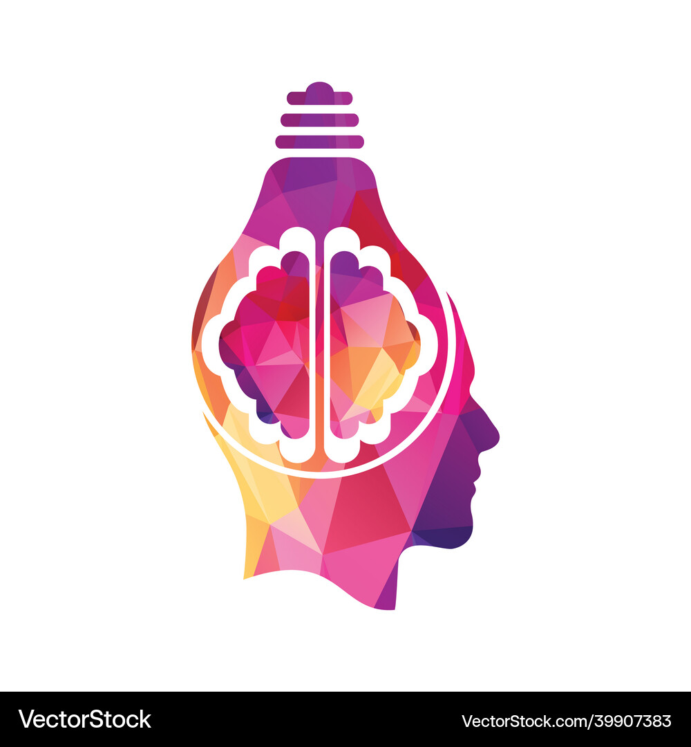Bulb lamp and brain in a man head Royalty Free Vector Image