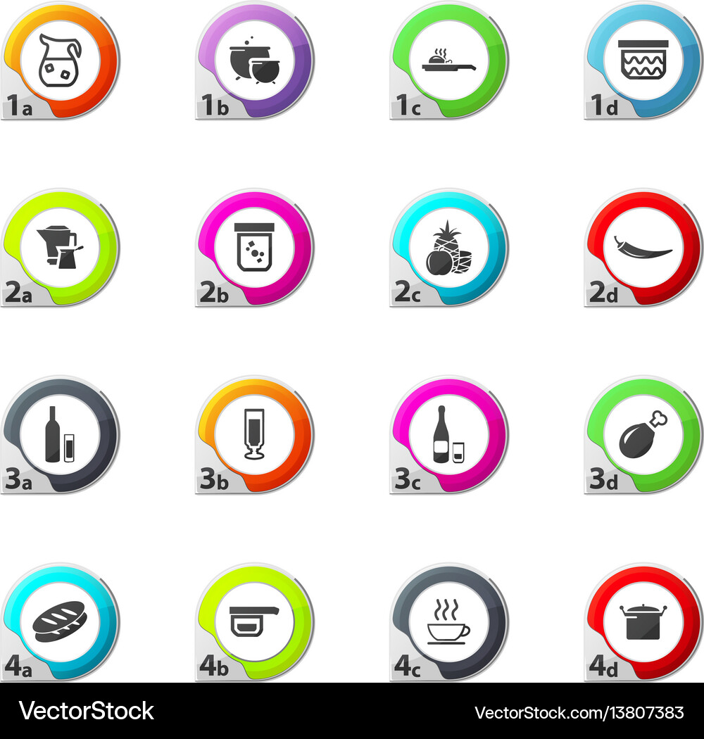 Food and kitchen icons set Royalty Free Vector Image