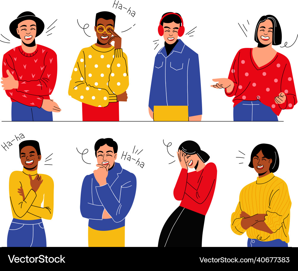 Laughing people cheerful smiling characters Vector Image
