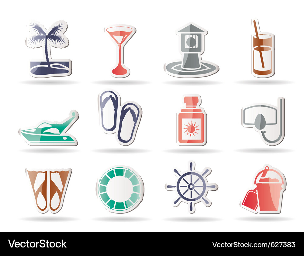 Marine and holiday icons Royalty Free Vector Image