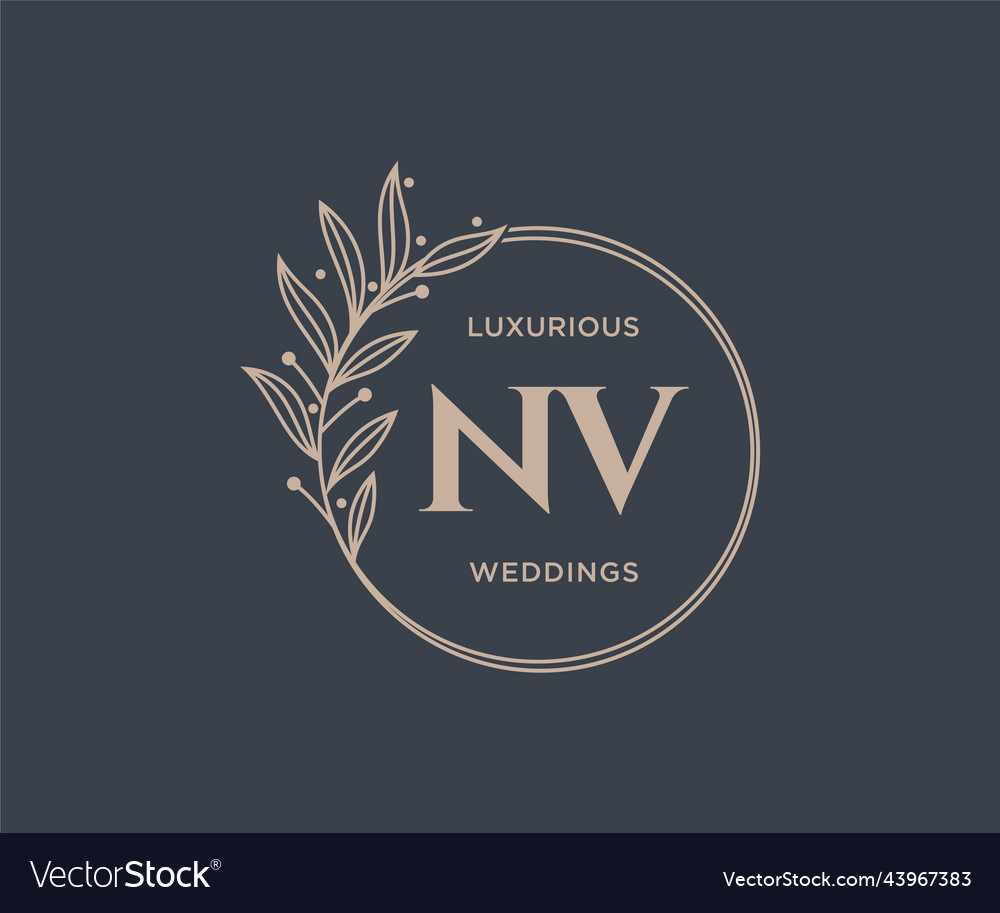 Nv initials letter wedding monogram logos Vector Image
