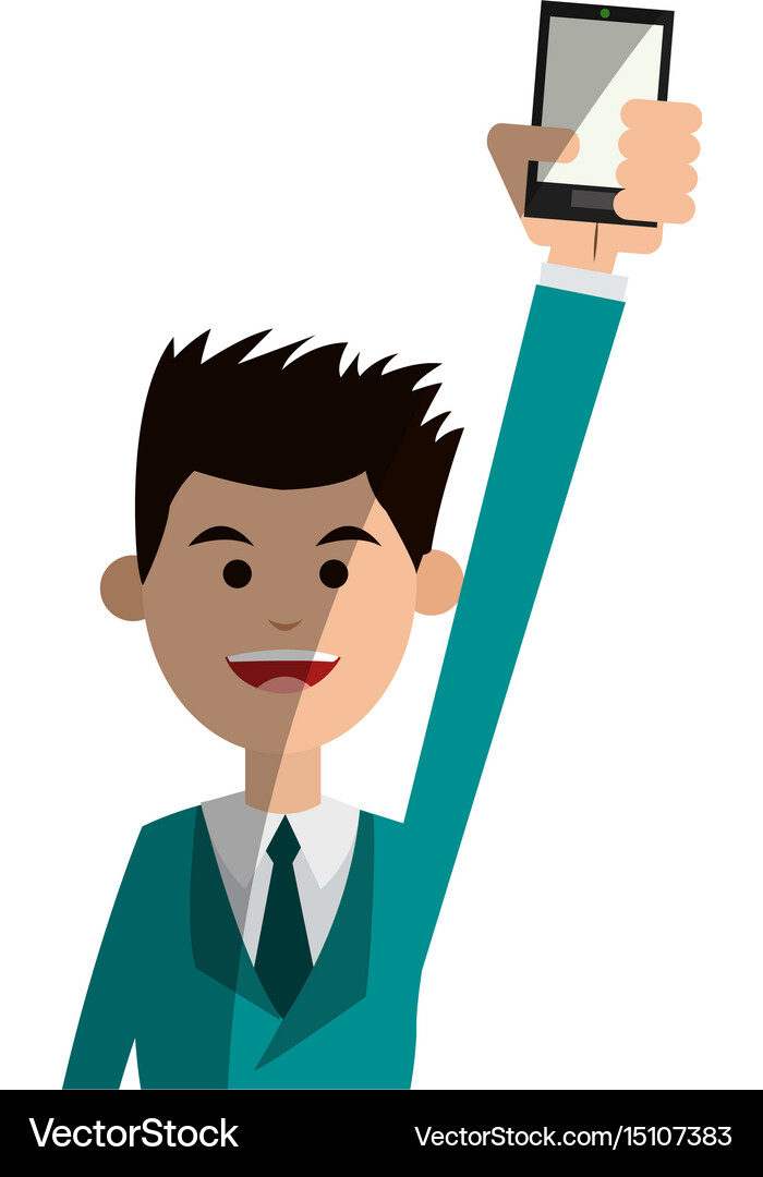 Person holding smartphone icon image Royalty Free Vector