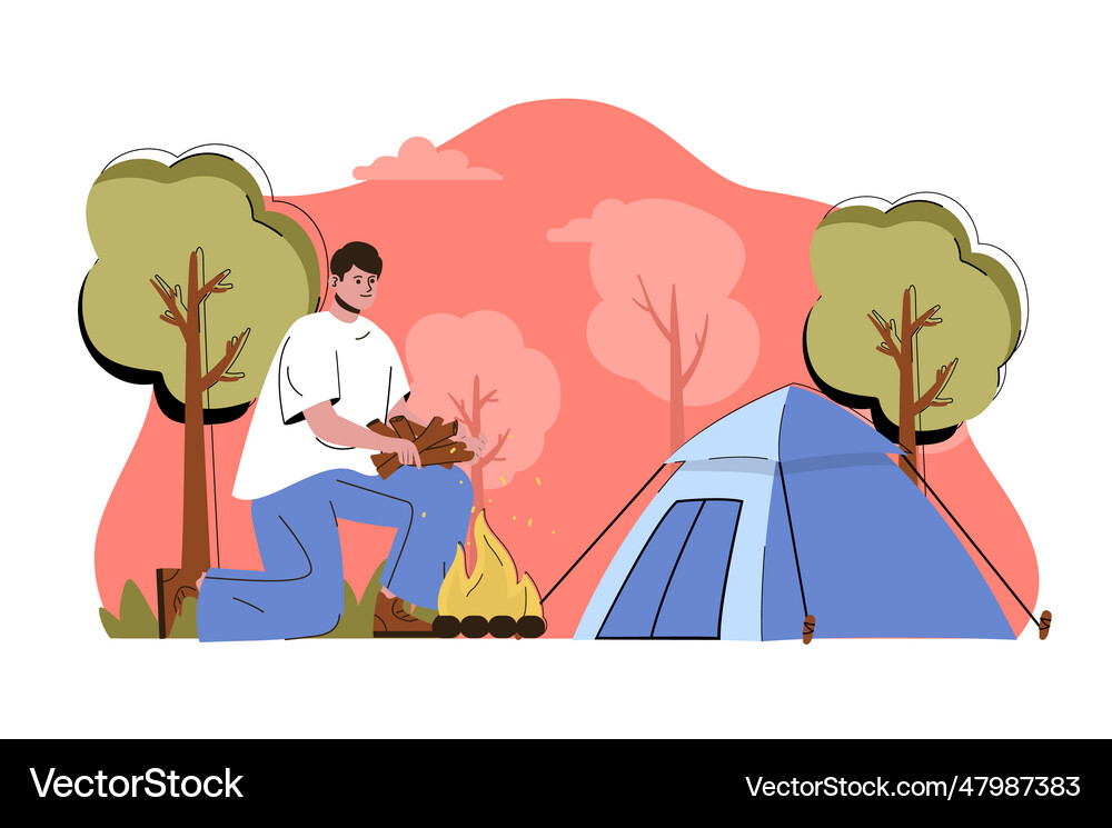 Rest at nature concept man resting in forest Vector Image