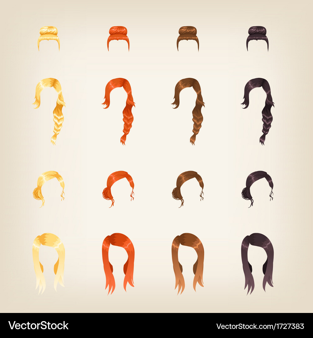 Set female hair Royalty Free Vector Image - VectorStock