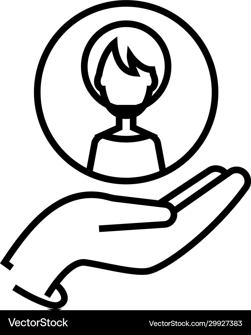 Support clients line icon concept sign outline Vector Image