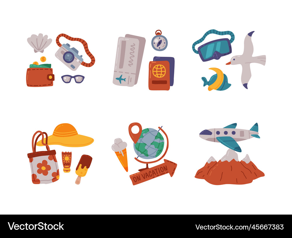 Travel and vacation symbol and attribute for Vector Image