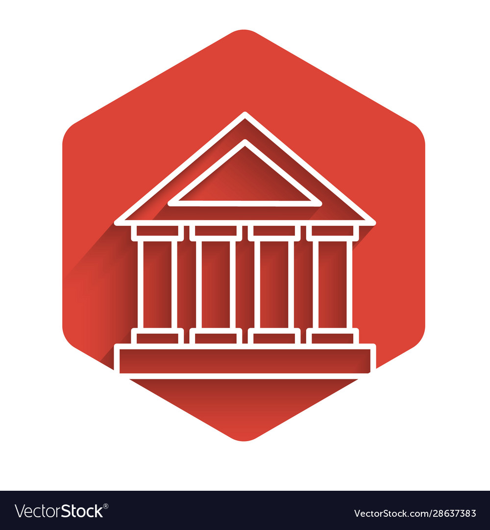 White line courthouse building icon isolated Vector Image White line courthouse building icon isolated Vector Image