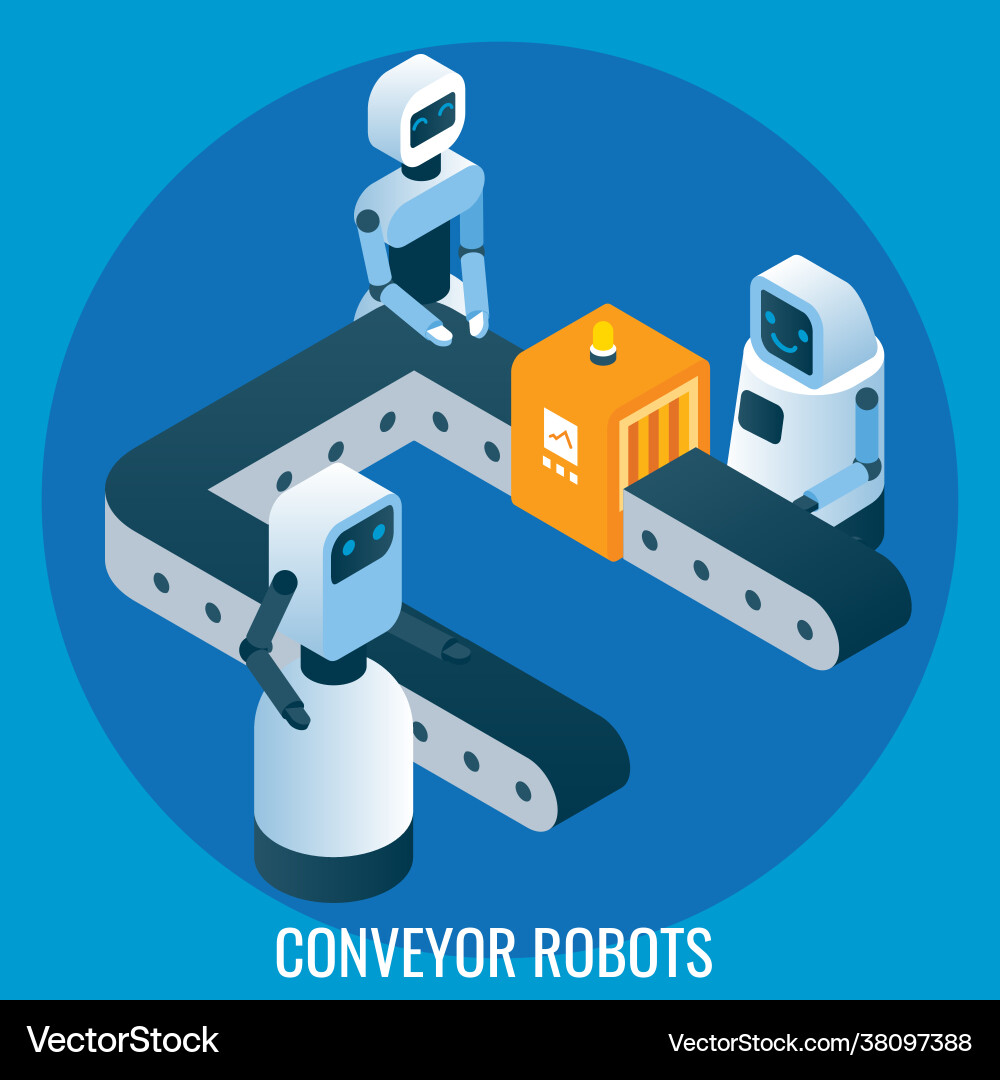 Automated production line conveyor robots Vector Image