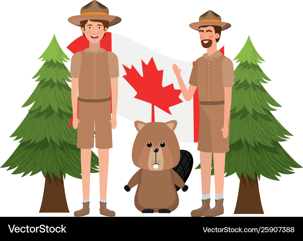 Beaver animal and ranger canada design Royalty Free Vector