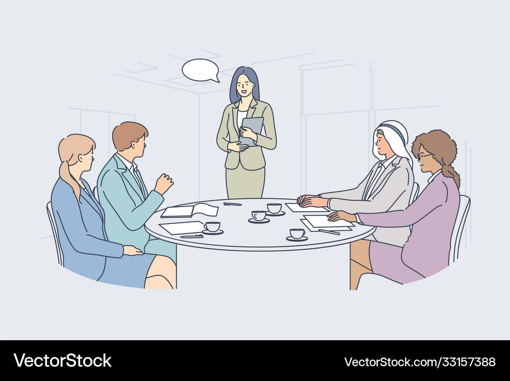 Business meeting presentation seminar teamwork Vector Image