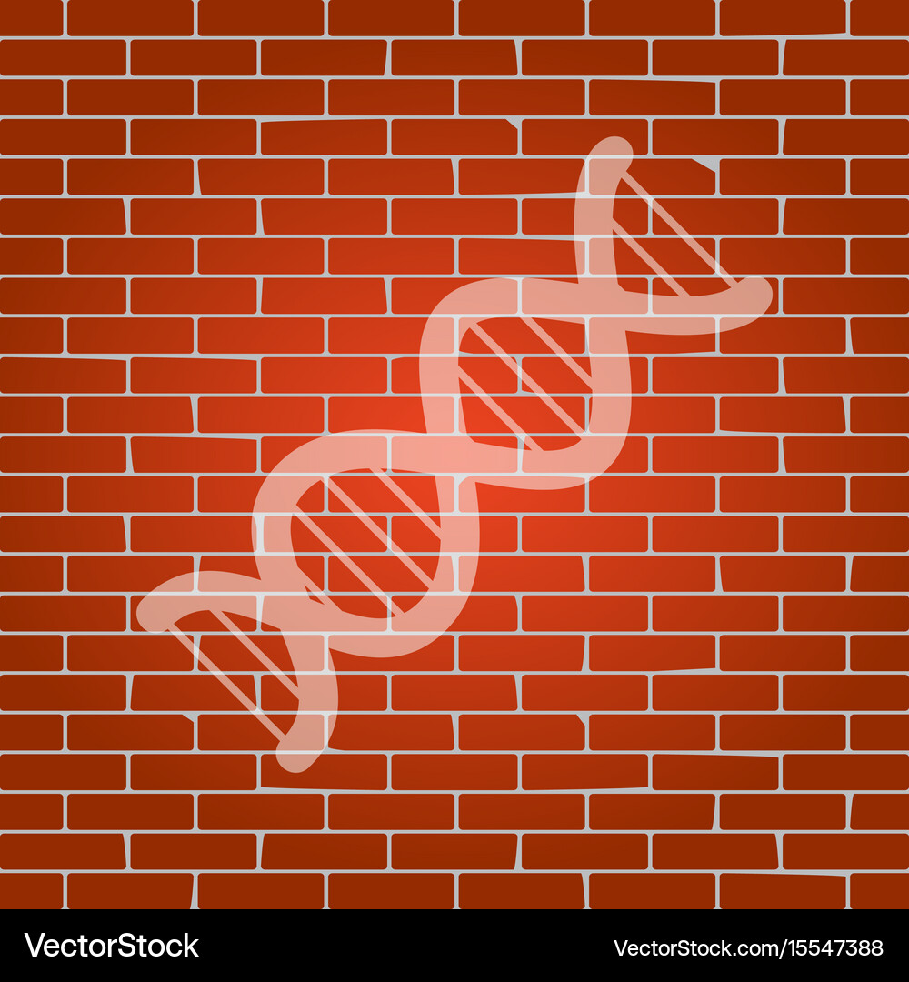 Dna sign whitish icon on brick wall Royalty Free Vector