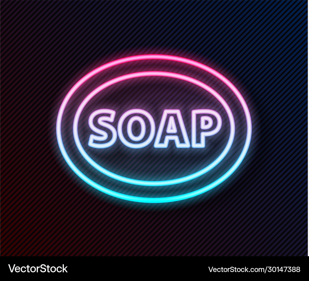 Glowing neon line bar soap icon isolated Vector Image