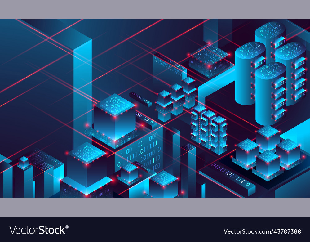 Isometric big data flow processing concept Vector Image Isometric big data flow processing concept Vector Image