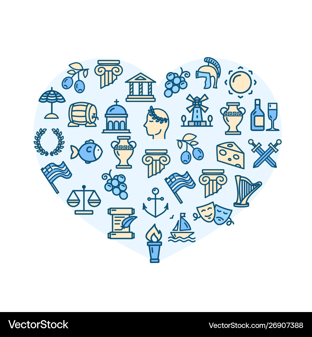 Love greece concept heart shape design template Vector Image