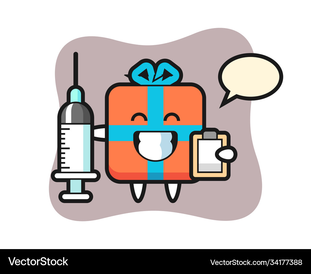 Mascot gift box as a doctor Royalty Free Vector Image