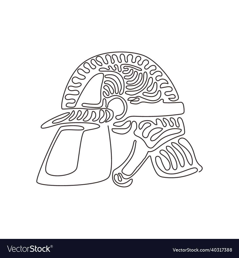 Single continuous line drawing red firefighter Vector Image