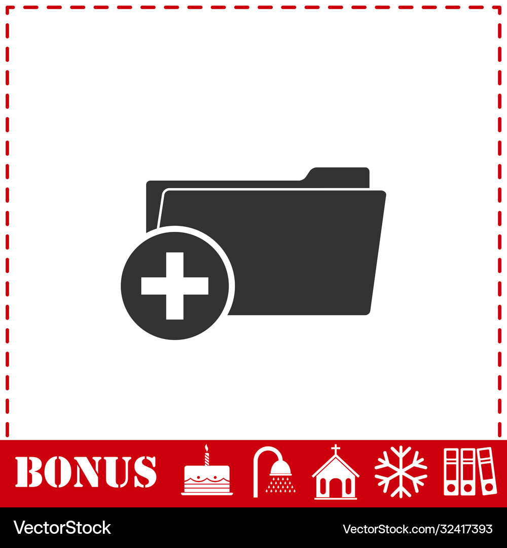 Add folder icon flat Royalty Free Vector Image