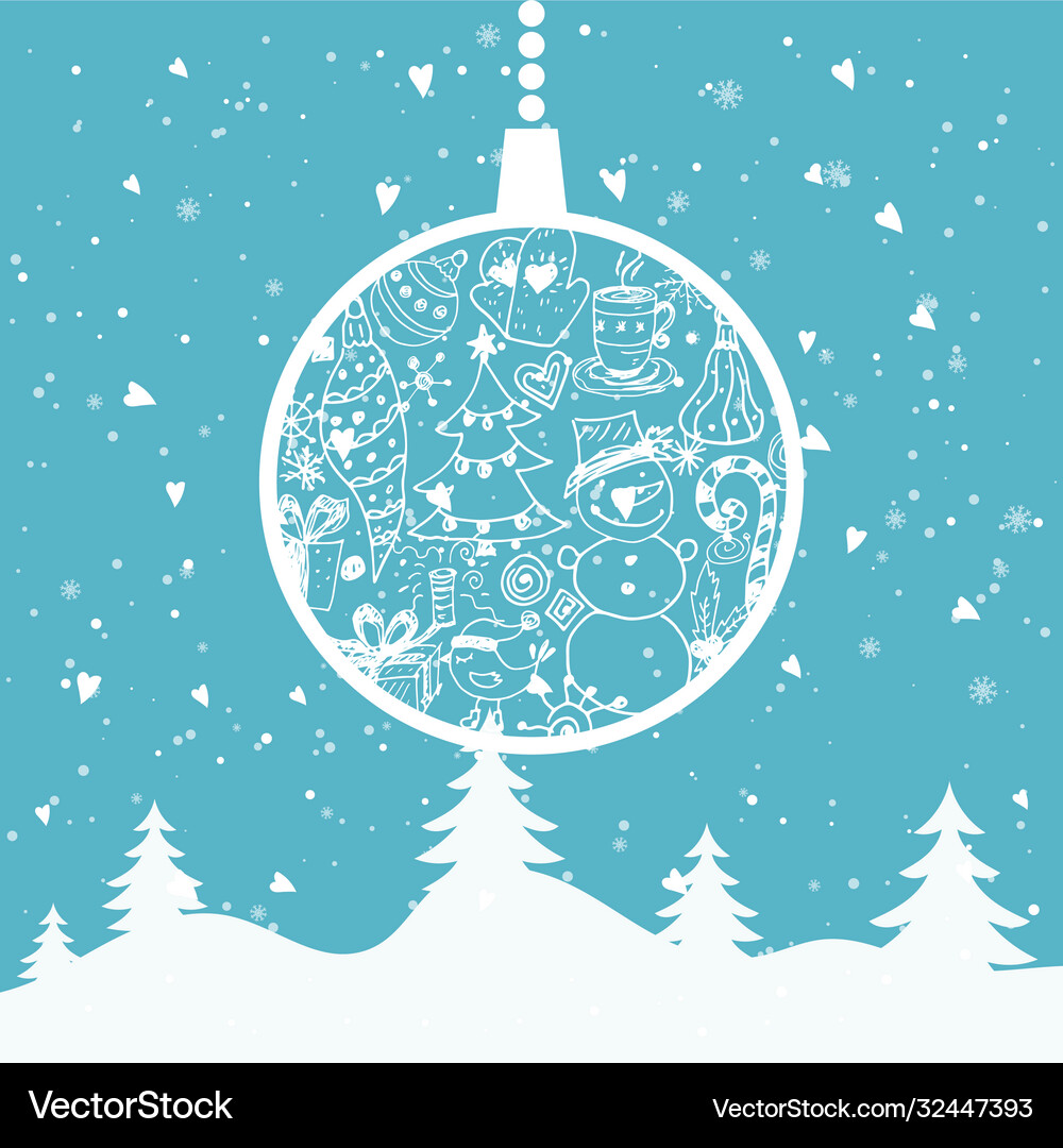 Cartoon for holiday theme with christmas tree Vector Image