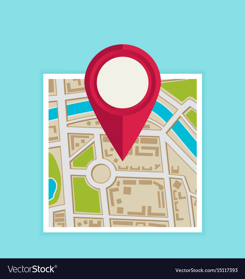 Flat map with pin map pointer icon Royalty Free Vector Image