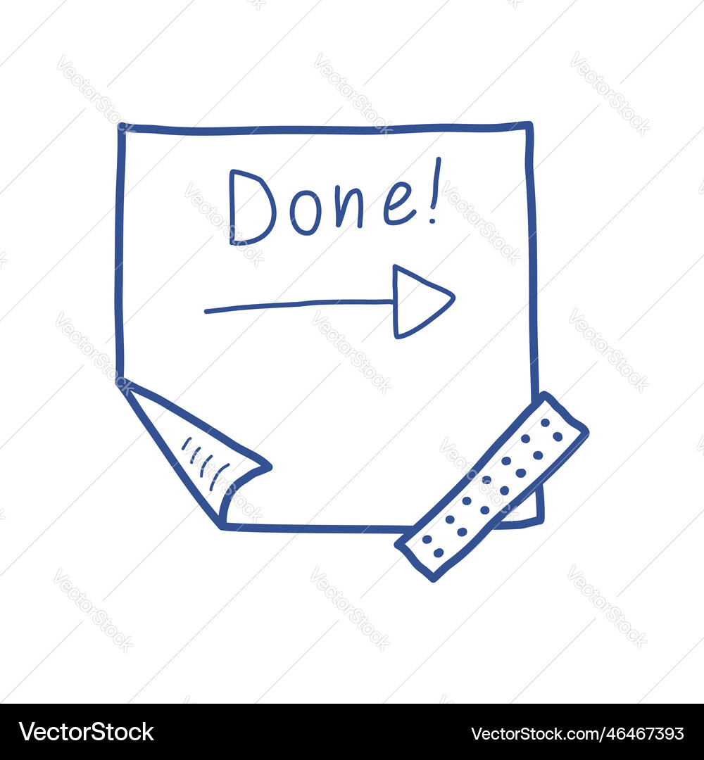 Hand drawn memo paper sheet icon in flat style Vector Image