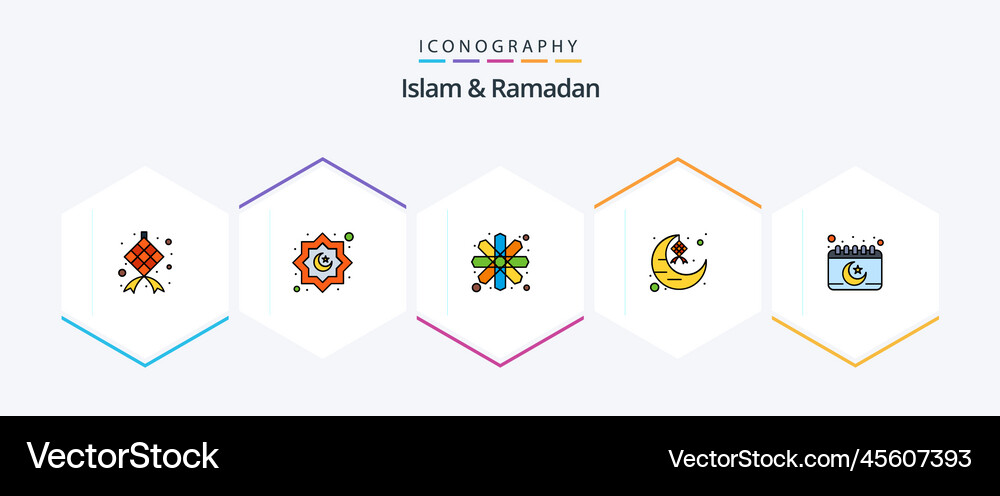 Islam and ramadan 25 filledline icon pack Vector Image
